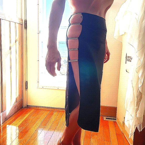 superdown | Skirts | Superdown Black Nidi Skirt With Rhinestone Cutouts | Poshmark